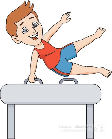 performing gymnastics on pommel horse - Classroom Clip Art