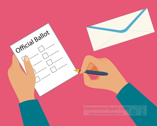 person signing ballot with envelope - Classroom Clip Art