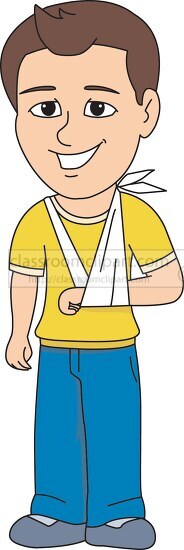 Health Clipart-person with sling around hand due to broken bones
