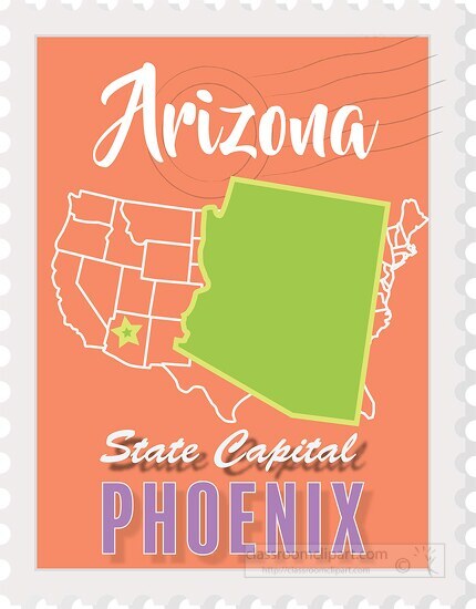 phoenix arizona state map stamp clipart - Classroom Clip Art