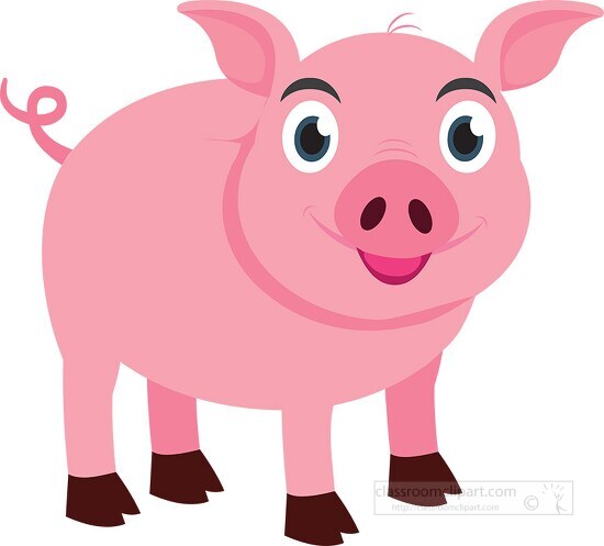cute cartoon style pig animal clipart - Classroom Clip Art