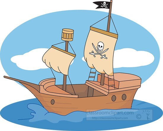 pirate ship at sea clipart - Classroom Clip Art