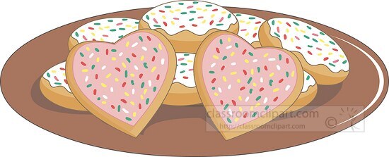 plate with heart shaped sugar cookies clipart - Classroom Clip Art