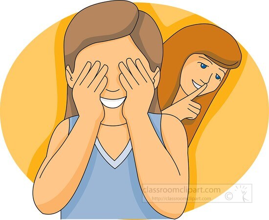 playing hid and seek games - Classroom Clip Art