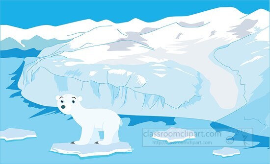 polar bear standig on ice inear glacier clipart - Classroom Clip Art