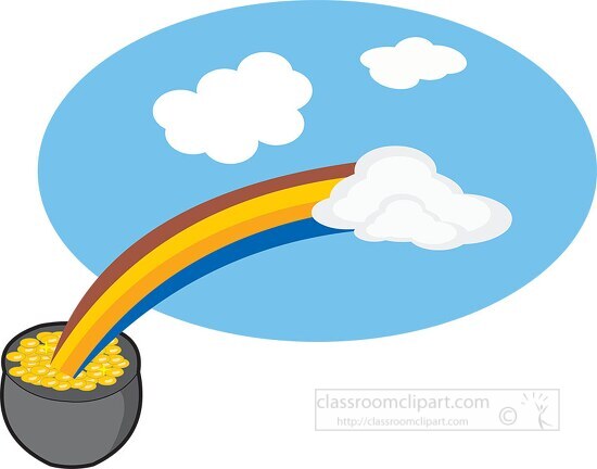 pot of gold at end of rainbow st patricks day clipart - Classroom Clip Art