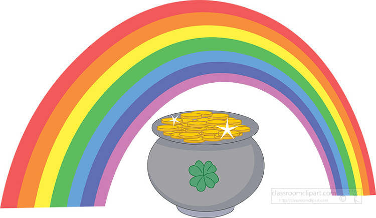 pot of gold with rainbow clipart - Classroom Clipart