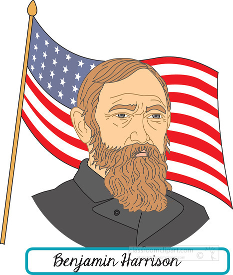 president benjamin harrison with flag clipart - Classroom Clip Art