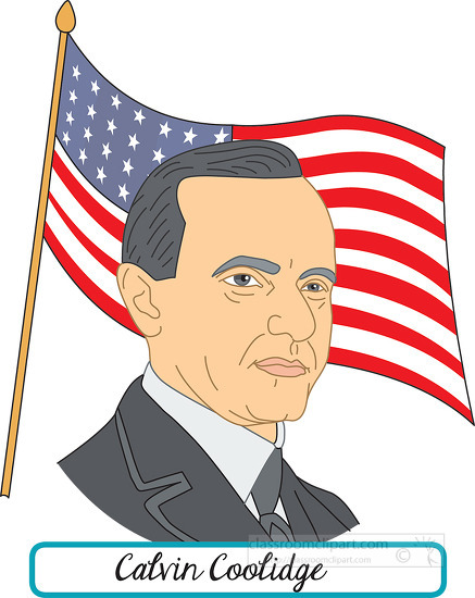 president calvin coolidge with flag clipart - Classroom Clip Art