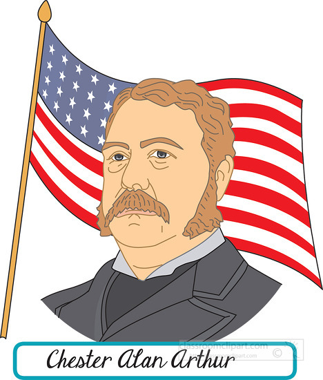 president chester alan arthur with flag clipart - Classroom Clip Art