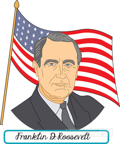 president franklin d roosevelt with flag clipart - Classroom Clip Art