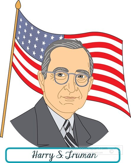 president harry truman with flag clipart - Classroom Clip Art