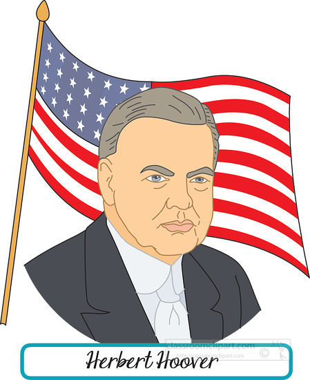 president herbert hoover with flag clipart - Classroom Clipart