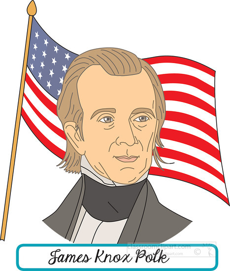 president james knox polk with flag clipart - Classroom Clipart