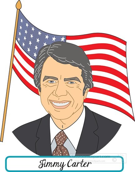 president jimmy carter with flag clipart - Classroom Clipart