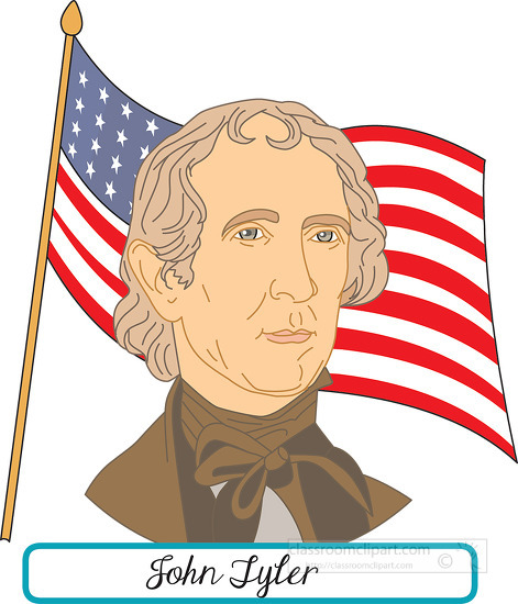 president john tyler with flag clipart - Classroom Clipart
