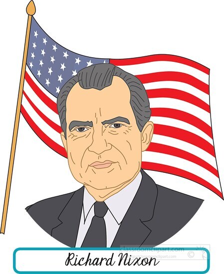 president richard nixon with flag clipart - Classroom Clipart