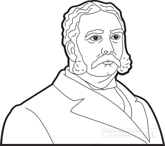 president-chester-a-arthur-outline-clipart - Classroom Clip Art