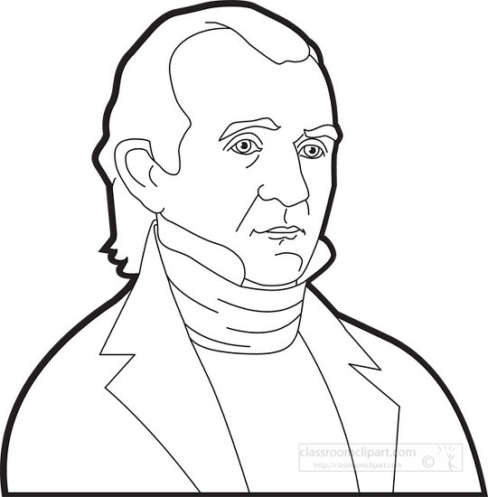 president-james-k-polk-clipart-outline - Classroom Clip Art