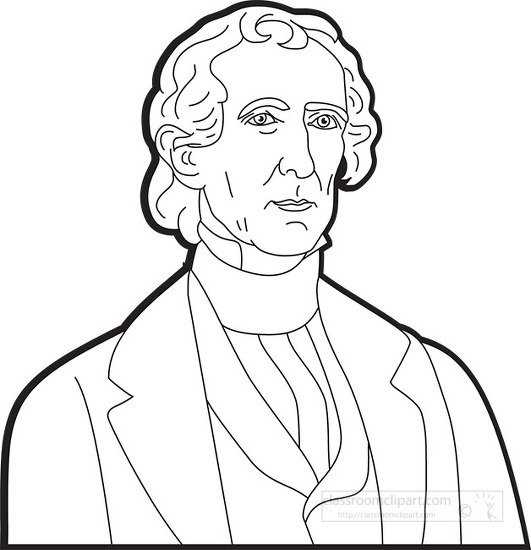 president-john-tyler-clipart-outline - Classroom Clip Art