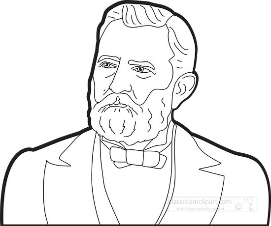 American Presidents Clipart-president-ulysses-s-grant-clipart-outline