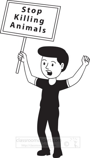 Free protester social activist black outline clipart - Classroom Clipart
