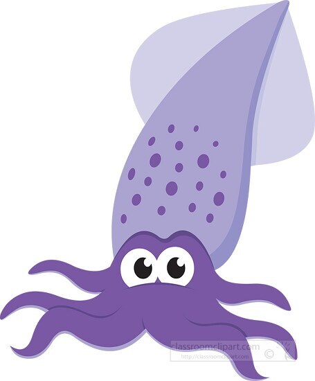 purple cartoon style vector squid clipart - Classroom Clip Art