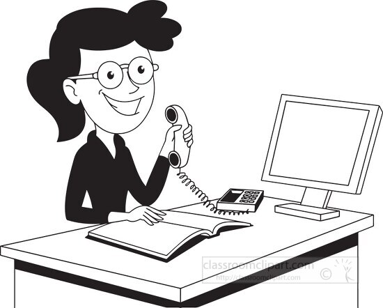 Free receptionist black outline clipart - Classroom Clipart