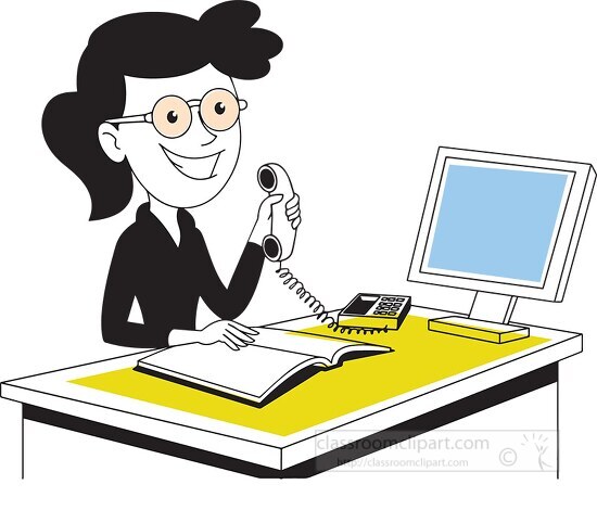 People Outline Clipart-receptionist black outline color clipart