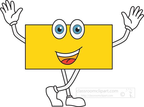 fun cute character shaped like a square clipart - Classroom Clip Art