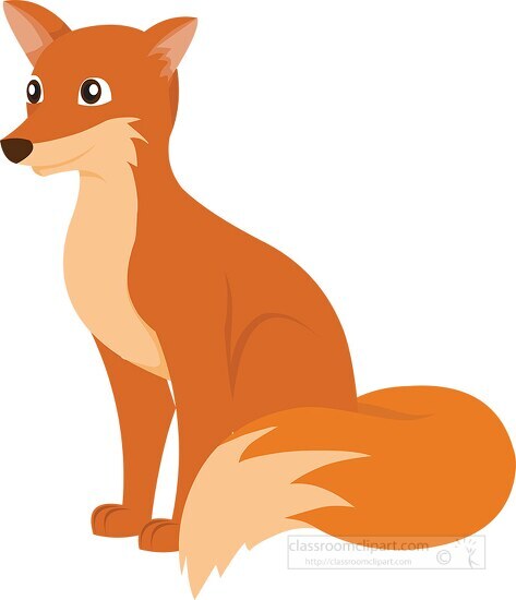 Free cute little red fox black white clipart - Classroom Clipart