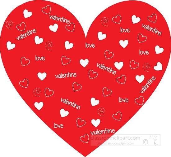 red-heart-valentines-day-love-text-with-small-heart-pattern-clip ...