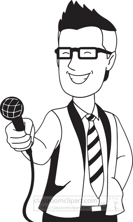 People Outline Clipart-reporter black outline clipart