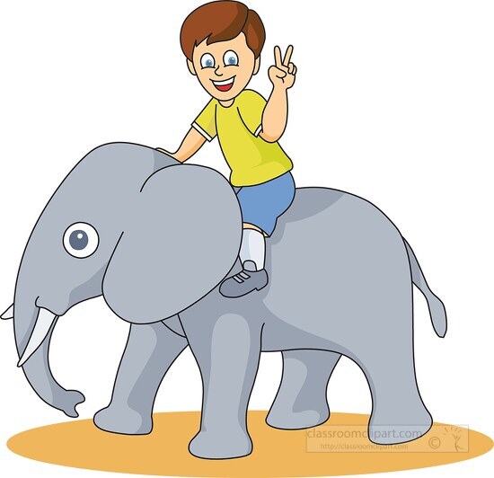 riding on elephant 04 - Classroom Clipart