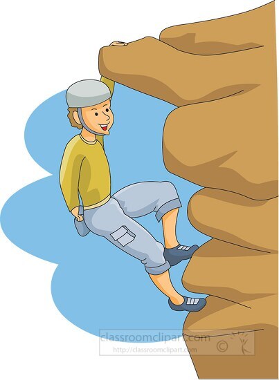 Free rock climber on ledge - Classroom Clipart