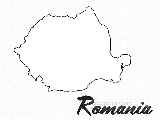 romania country map black white clipart - Classroom Clip Art