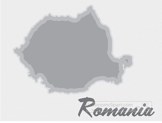 romania country map gray clipart - Classroom Clip Art