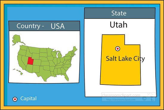 salt lake city utah state us map with capital - Classroom Clip Art
