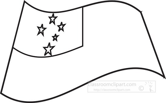 Free Samoa wavy flag black outline clipart - Classroom Clipart