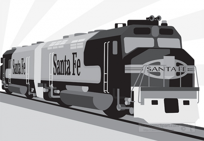 santa fe train engine train gray color - Classroom Clip Art