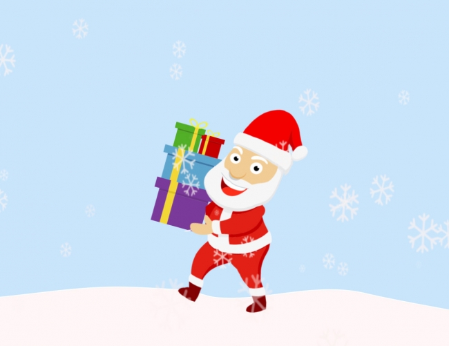 santa with gifts snowing animation - Classroom Clip Art