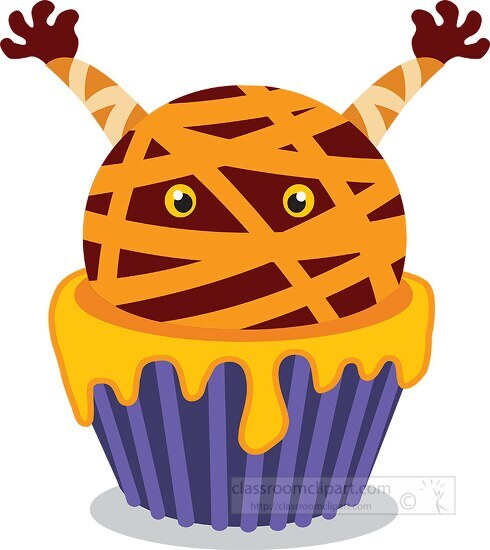scary mummy character halloween cupcake treat clipart - Classroom Clip Art