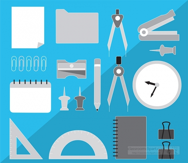 school and classroom supplies for students and teachers gray col ...