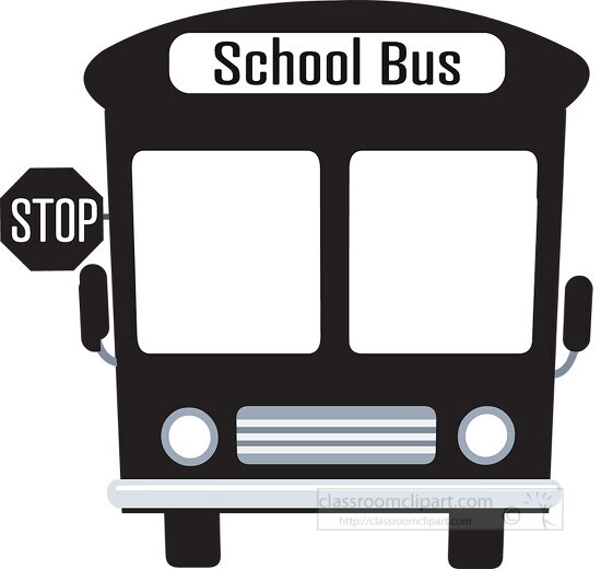 school bus with stop sign silhouette - Classroom Clip Art