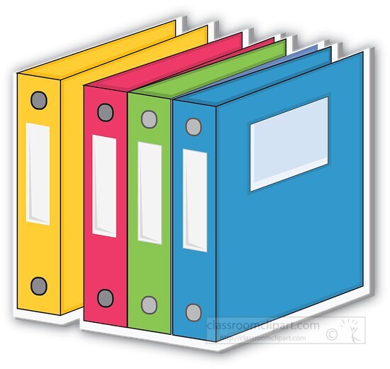 school three ring binder many colors clipart - Classroom Clipart