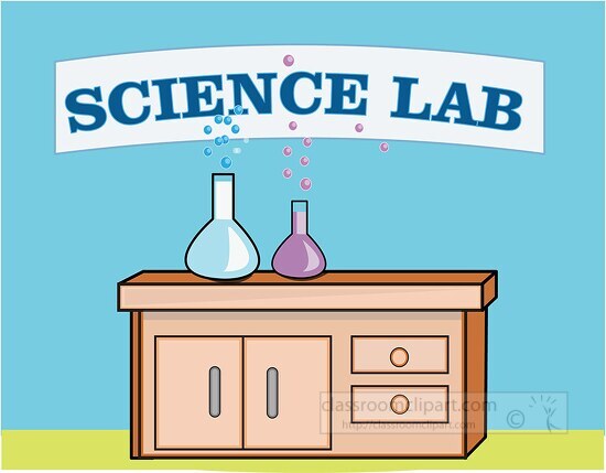 science laboratory table with sign clipart 2 - Classroom Clip Art