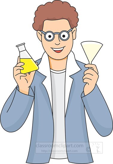 science student holding beaker with funnel clipart 2 - Classroom Clip Art