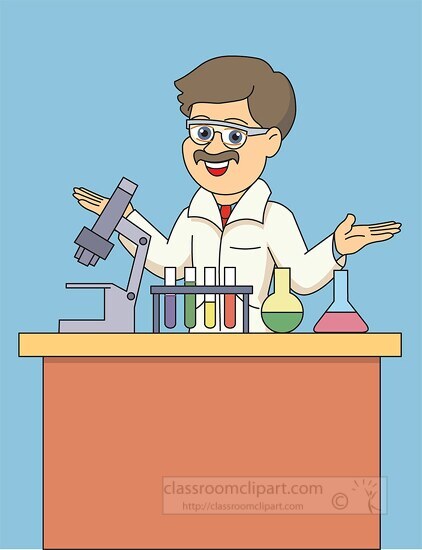 scientist at lab test tube chemistry microscope 2 - Classroom Clip Art