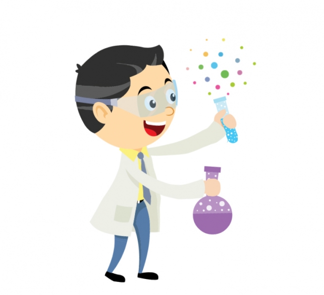 scientist holding beaker testing tube animation - Classroom Clip Art