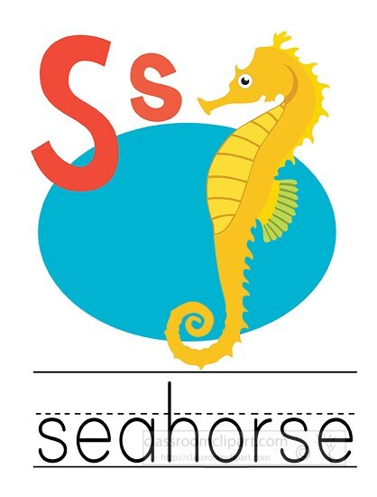 seahorse with alphabet letter S - Classroom Clip Art